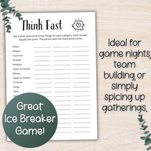 Think Fast Game | Ice Breaker Game | Office Party Game | Adult Party ...