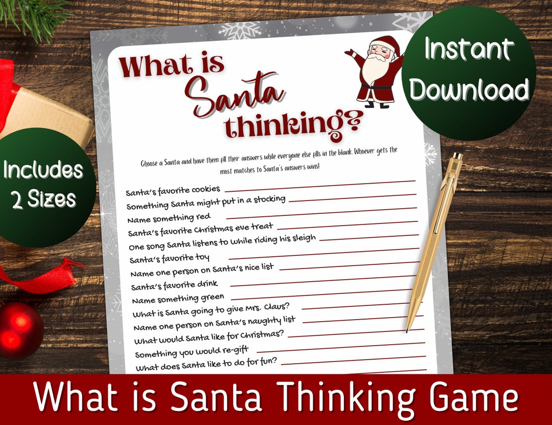 What is Santa Thinking Game, Christmas Game for Adults, Holiday Party ...