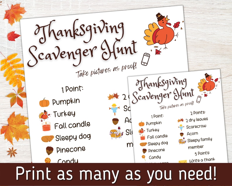 Thanksgiving Scavenger Hunt | Thanksgiving Kids Activity | Thanksgiving ...