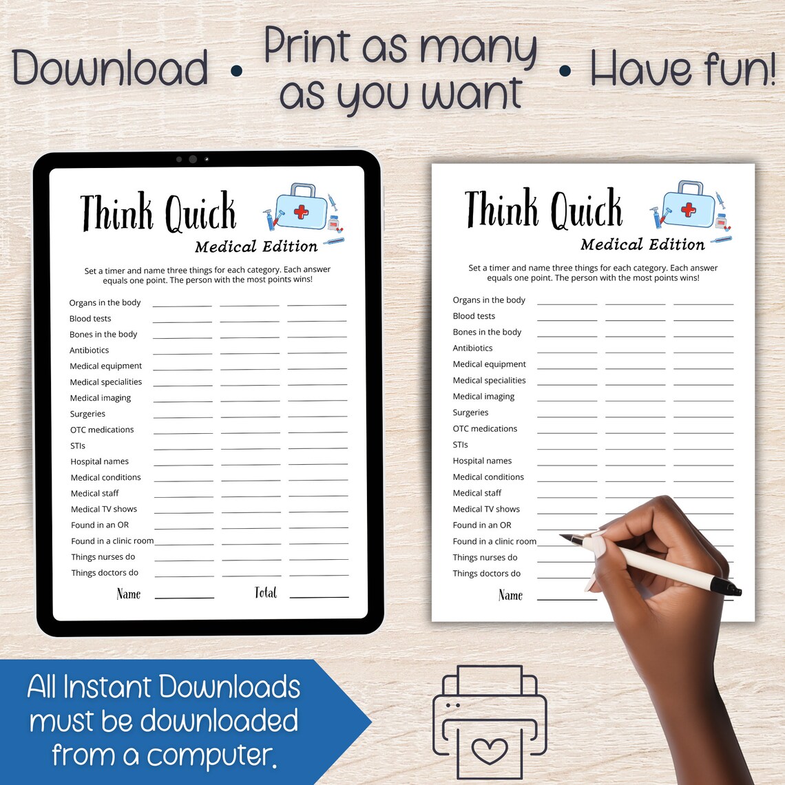 Medical Think Quick Game, Think Quick Game Health Related, Medical ...