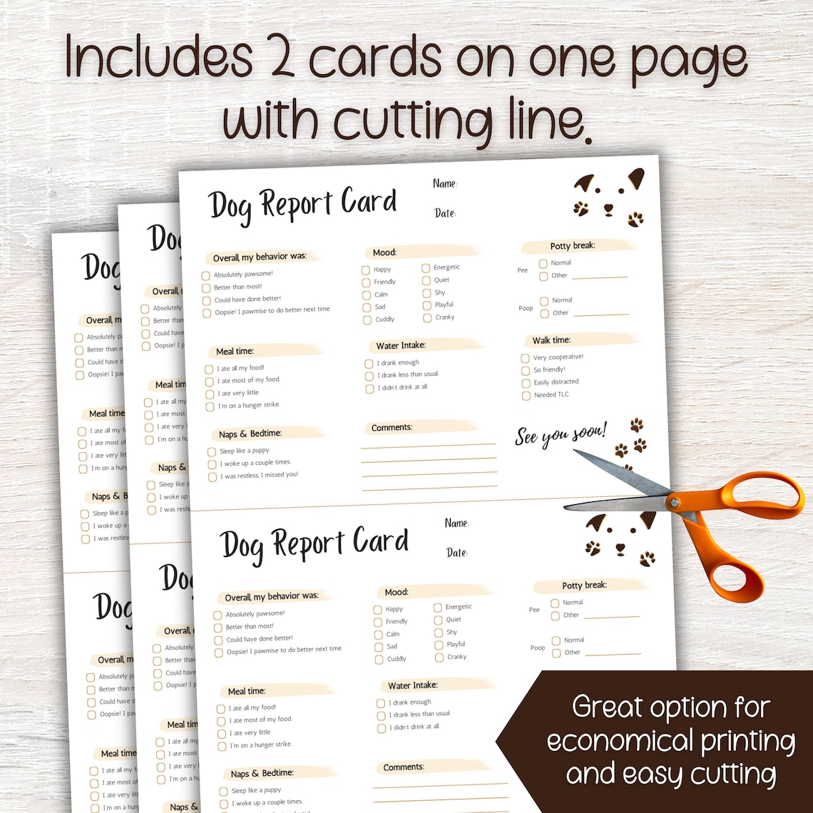 Editable Dog Report Card, Dog Report Card, Pet Report Card, Pet Sitting ...