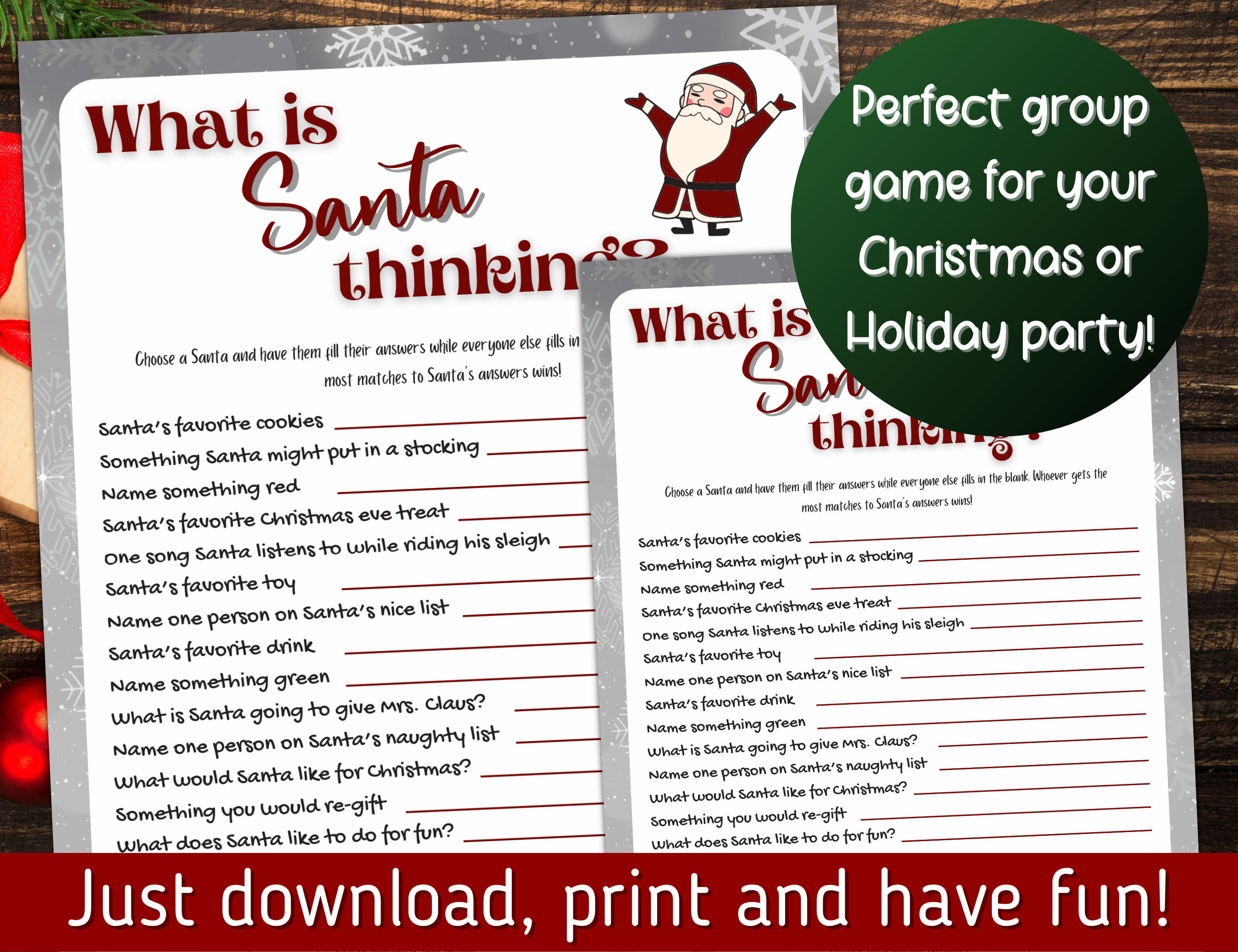 What is Santa Thinking Game, Christmas Game for Adults, Holiday Party ...