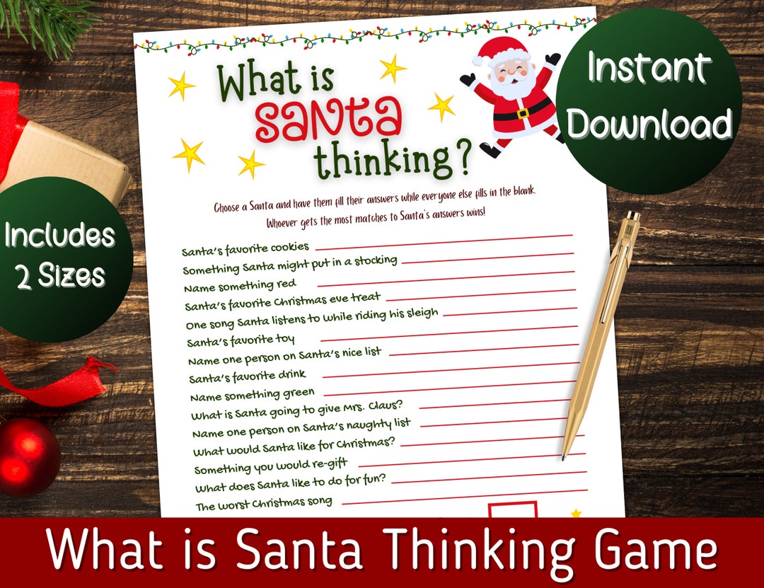 What is Santa Thinking Game, Christmas Game for Adults, Holiday Party ...