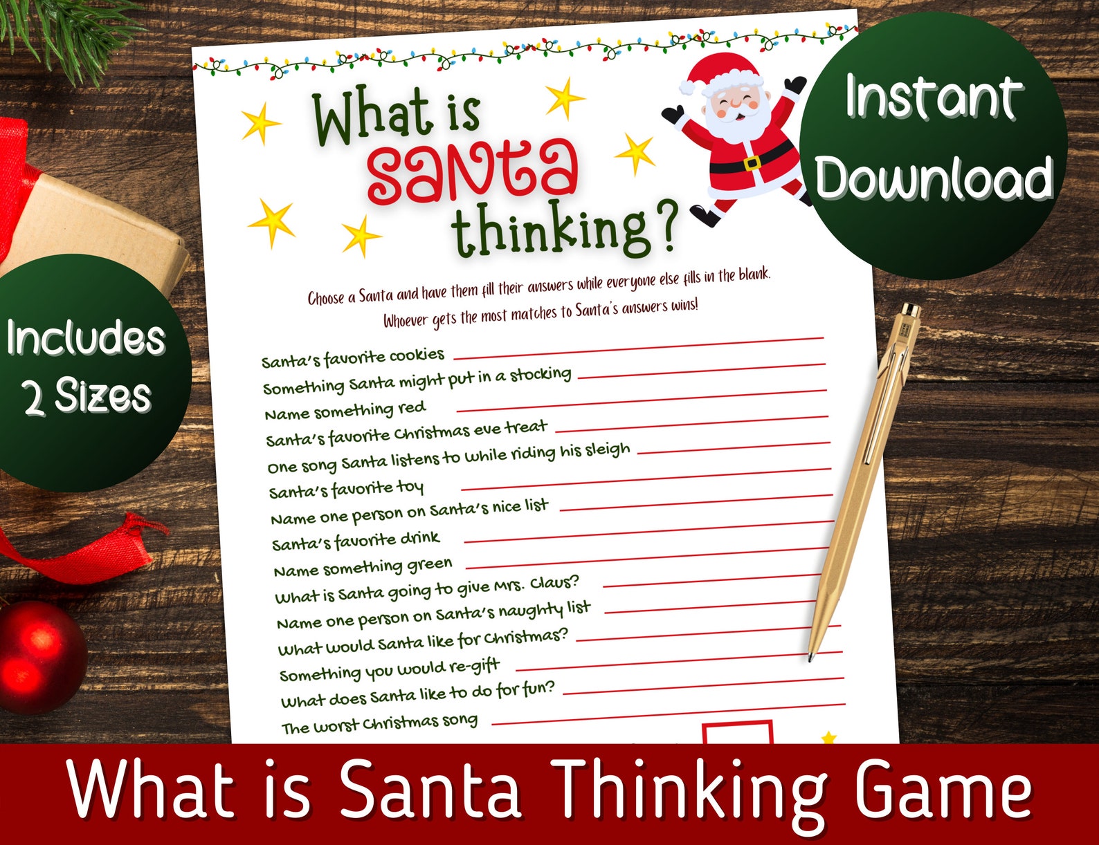 What is Santa Thinking Game, Christmas Game for Adults, Holiday Party ...