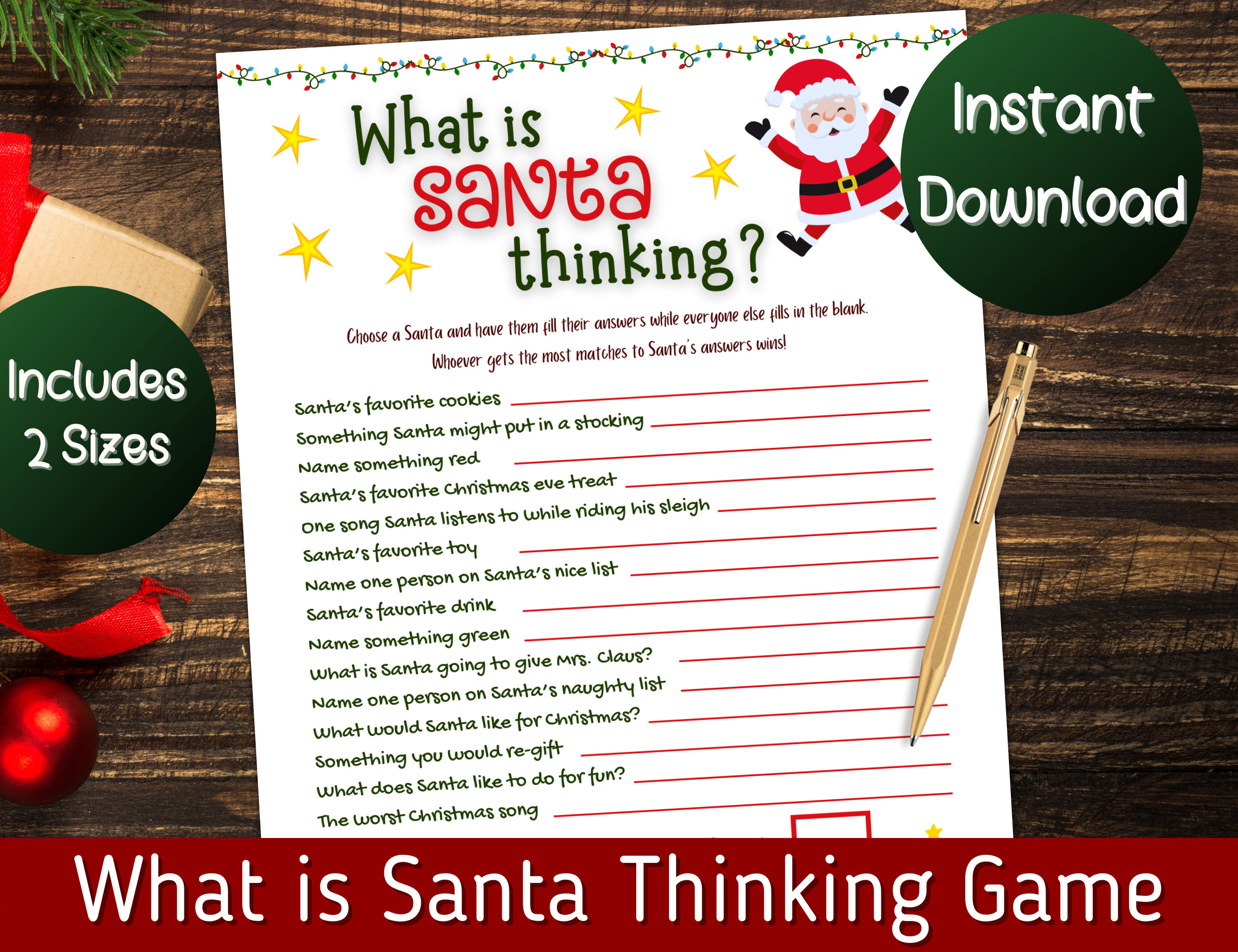 What is Santa Thinking Game, Christmas Game for Adults, Holiday Party ...