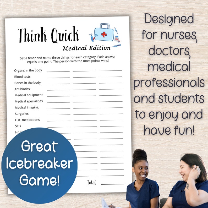 Medical Think Quick Game, Think Quick Game Health Related, Medical ...