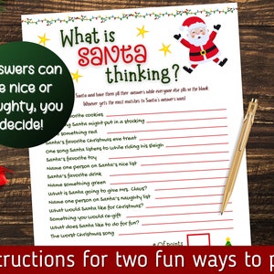 What is Santa Thinking Game, Christmas Game for Adults, Holiday Party ...
