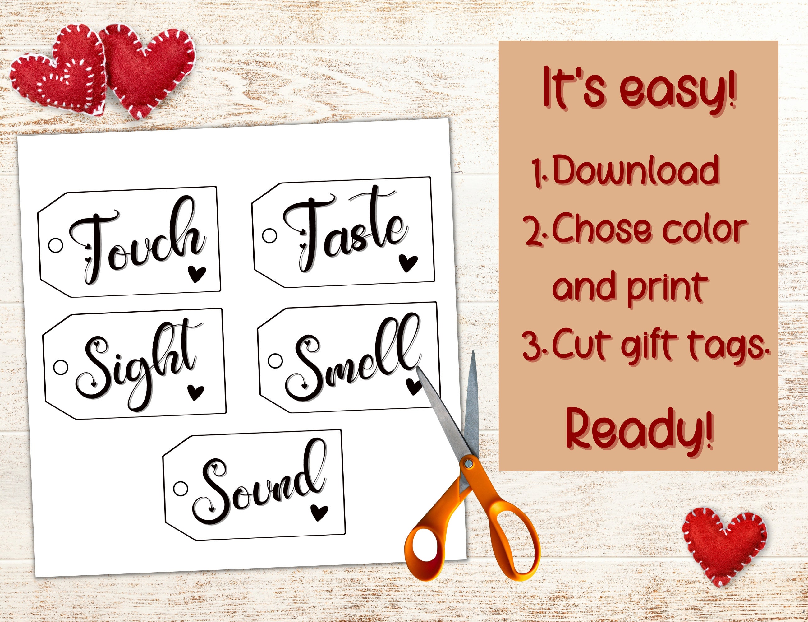 5 Senses Gift Tags, Cards and Ideas. Anniversary Gift, Valentine's Gift ...