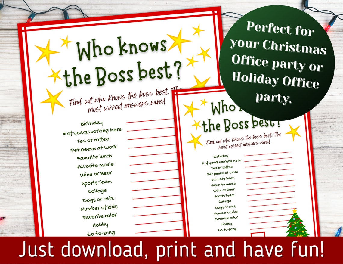 Christmas Who Knows the Boss Best, Office Party Game, Holiday Office ...