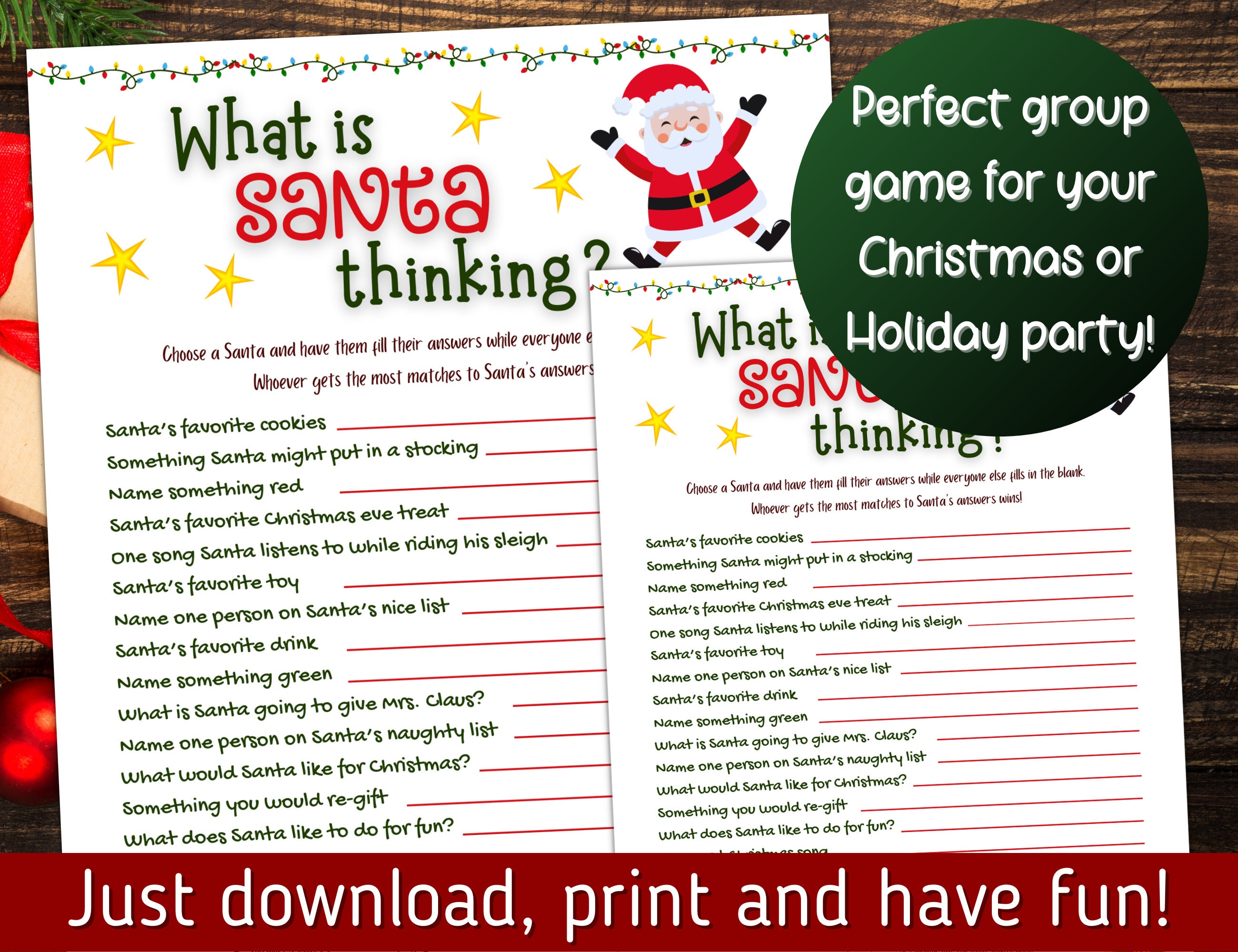 What is Santa Thinking Game, Christmas Game for Adults, Holiday Party ...