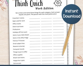 Think Fast Work Game, Office Party Game, Games for Work, Work Party ...