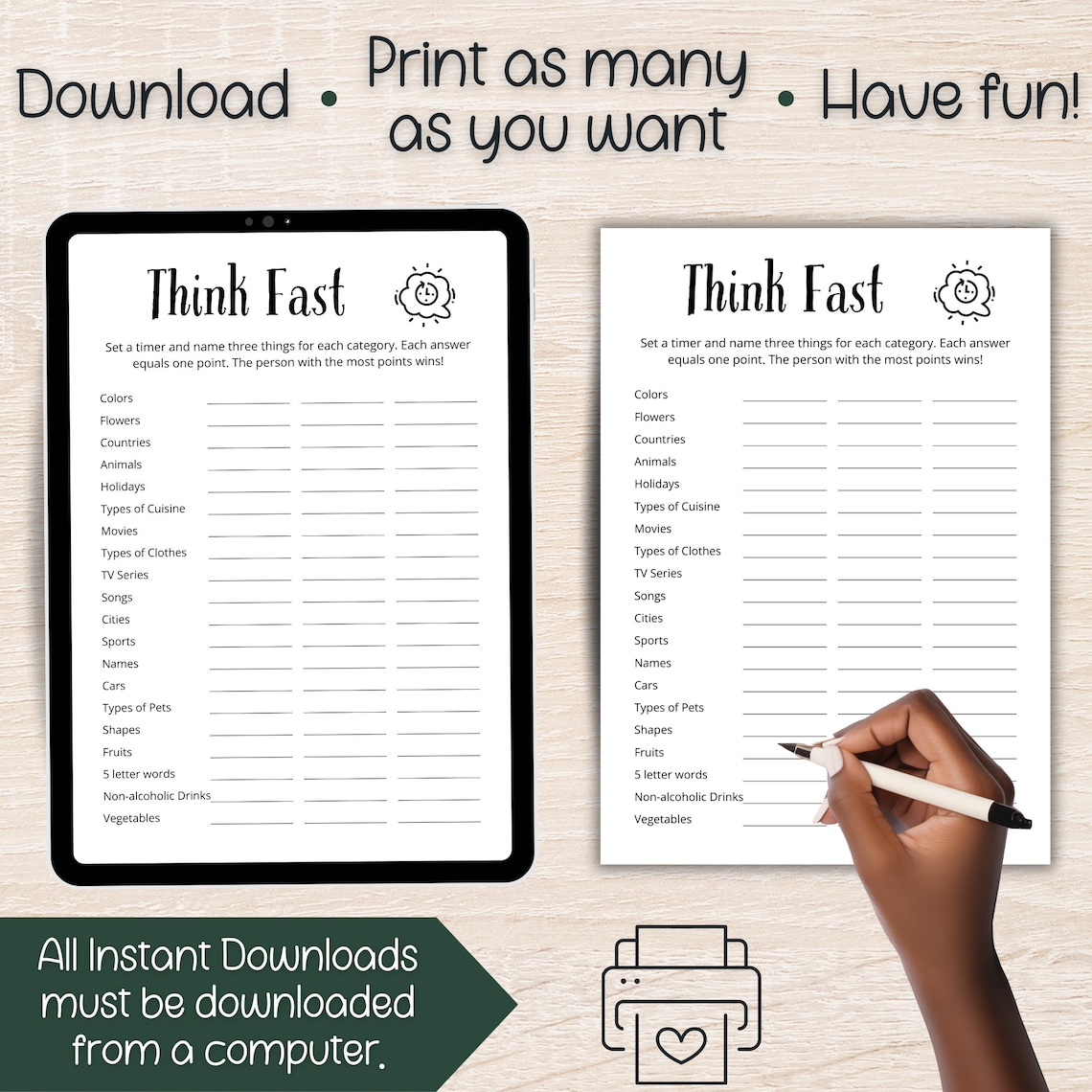 Think Fast Game | Ice Breaker Game | Office Party Game | Adult Party ...