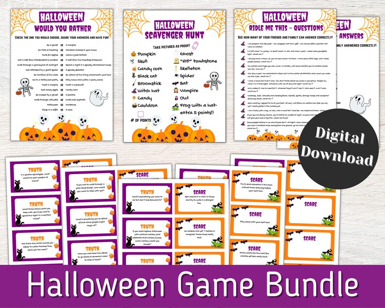 Fun Halloween Games Printable, Halloween Games for Kids, Halloween Game ...