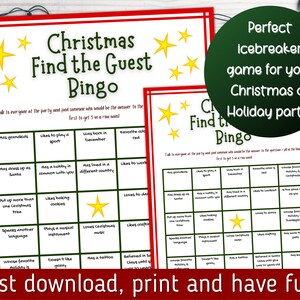 Christmas Find the Guest Bingo, Christmas Party Icebreakers, Holiday ...