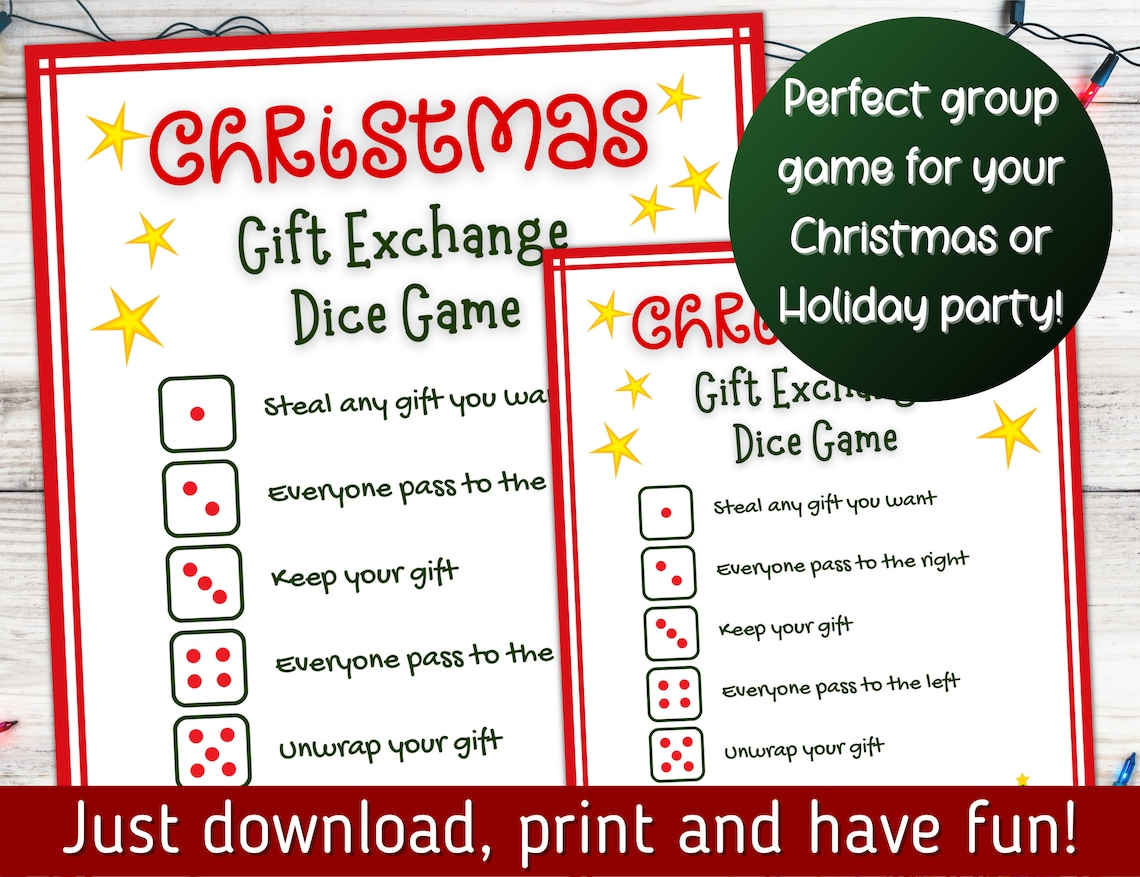 Christmas Gift Exchange Dice Game, Christmas Group Party Game, Office ...