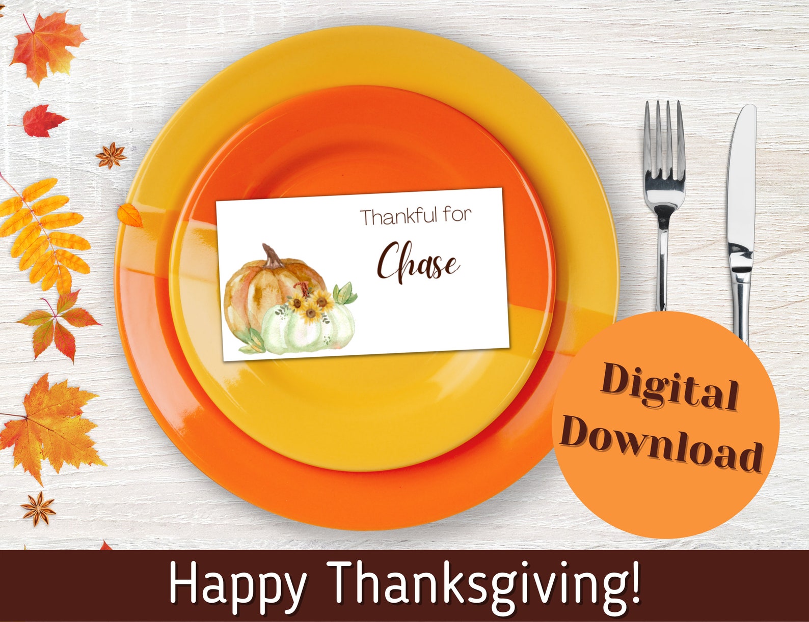 Thanksgiving Place Cards Printable, Thanksgiving Editable Place Cards ...