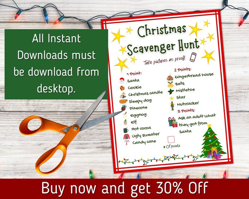 Christmas Scavenger Hunt Printable, Christmas Scavenger Hunt for Kids ...