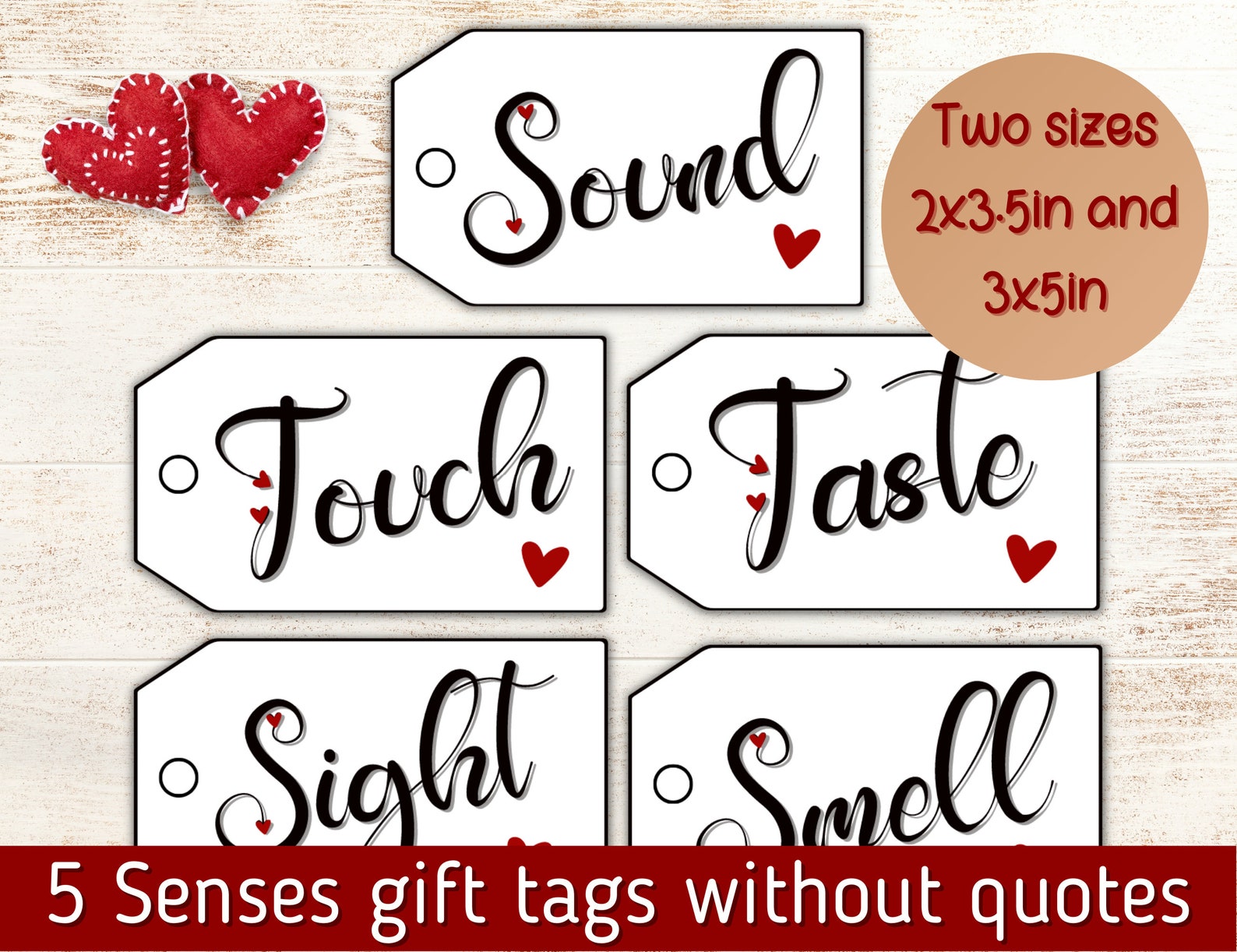 5 Senses Gift Tags, Cards and Ideas. Anniversary Gift, Valentine's Gift ...