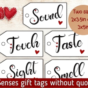 5 Senses Gift Tags, Cards and Ideas. Anniversary Gift, Valentine's Gift ...