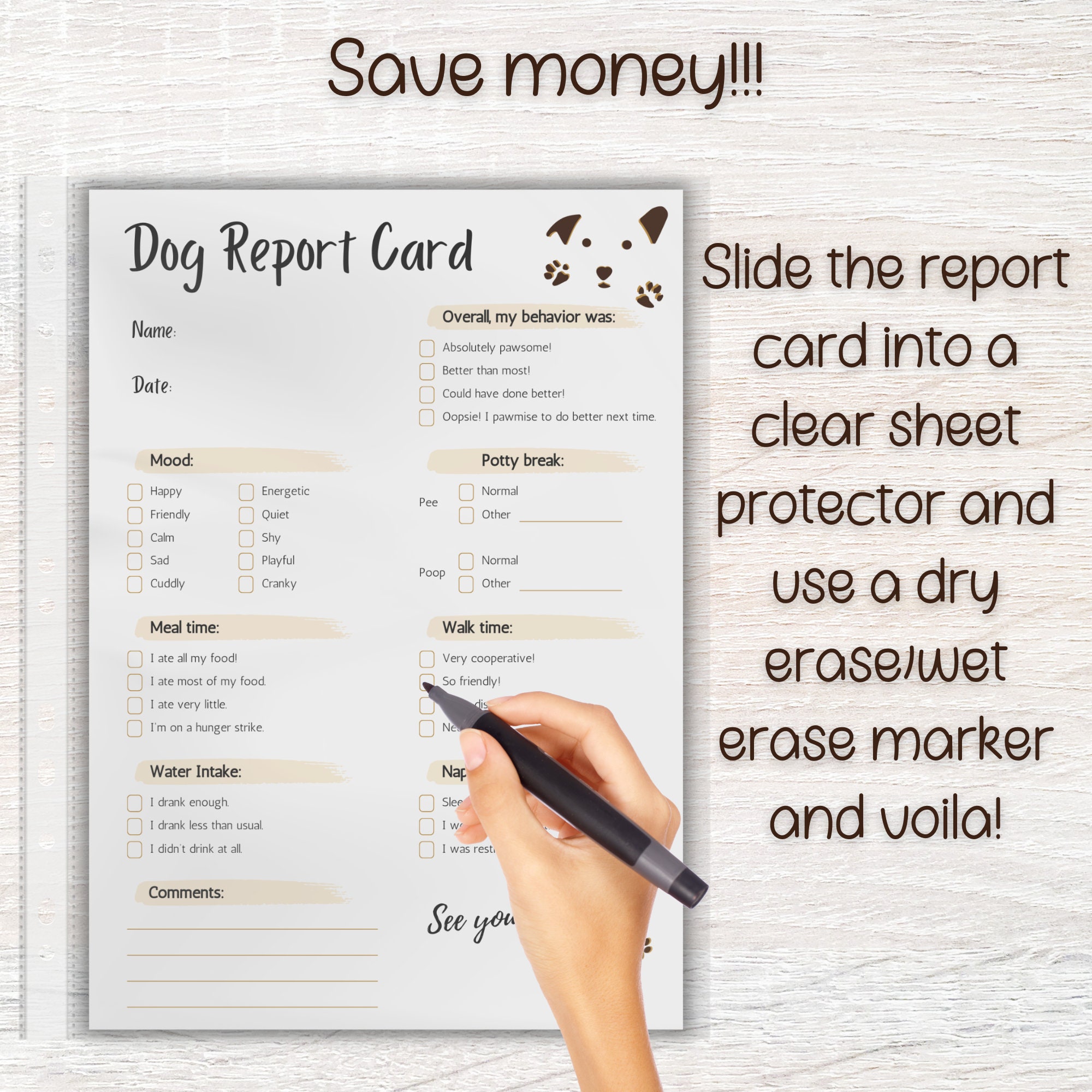 Editable Dog Report Card, Dog Report Card, Pet Report Card, Pet Sitting ...