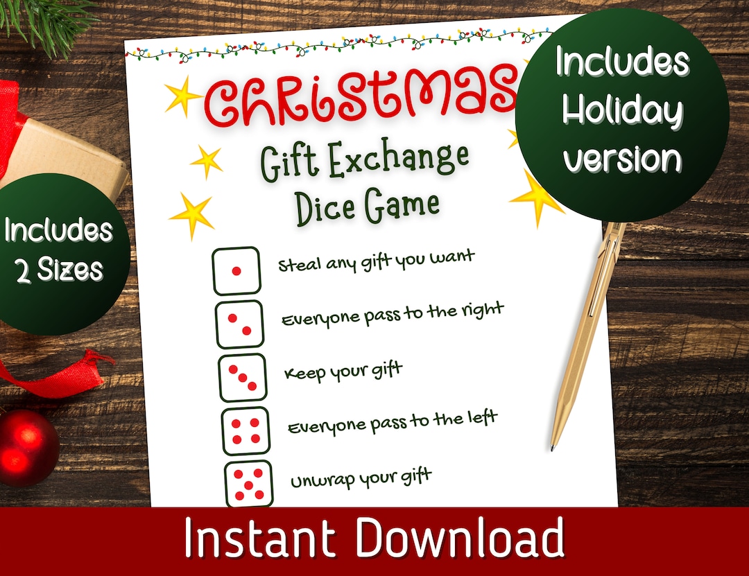 Christmas Gift Exchange Dice Game, Christmas Group Party Game, Office ...