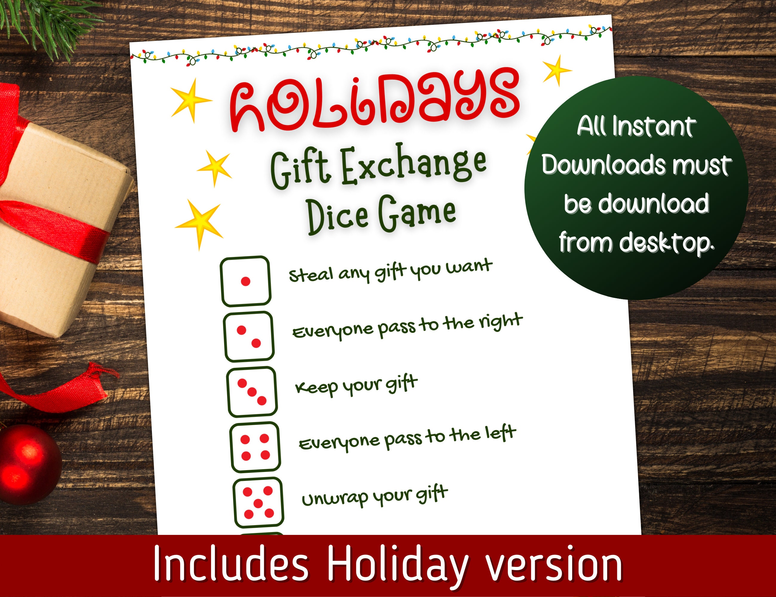 Christmas Gift Exchange Dice Game, Christmas Group Party Game, Office ...