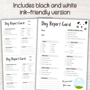 Editable Dog Report Card, Dog Report Card, Pet Report Card, Pet Sitting ...