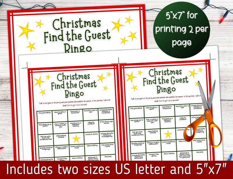 Christmas Find the Guest Bingo, Christmas Party Icebreakers, Holiday ...