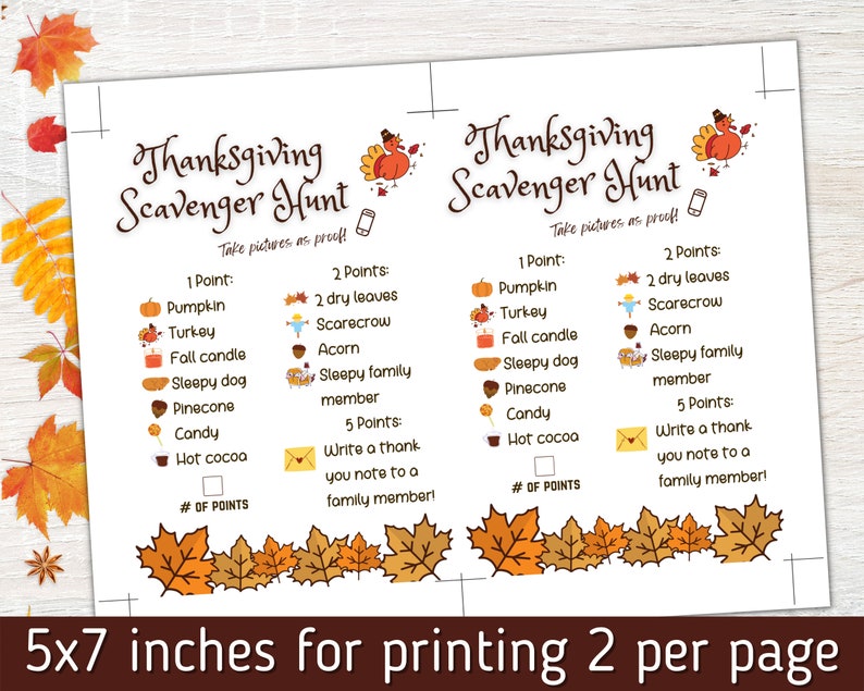 Thanksgiving Scavenger Hunt | Thanksgiving Kids Activity | Thanksgiving ...