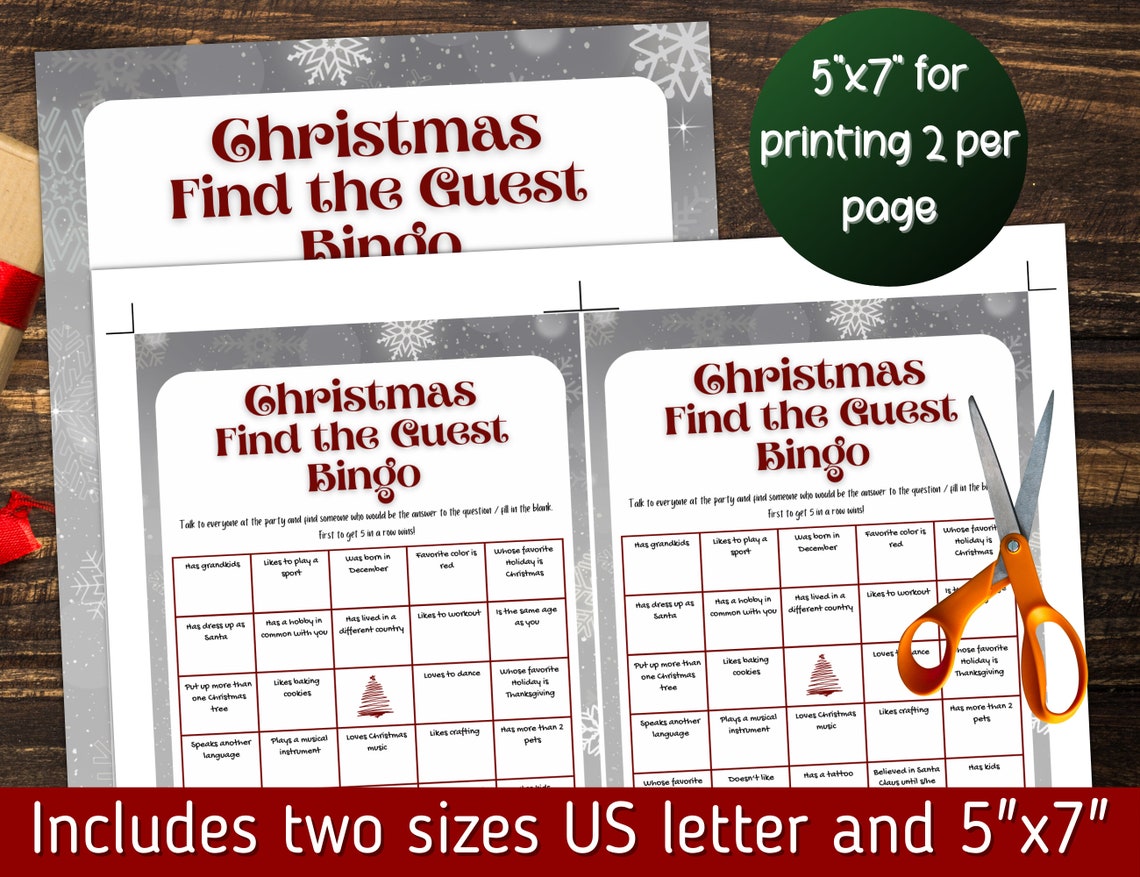 Christmas Find the Guest Bingo, Christmas Party Icebreakers, Holiday ...