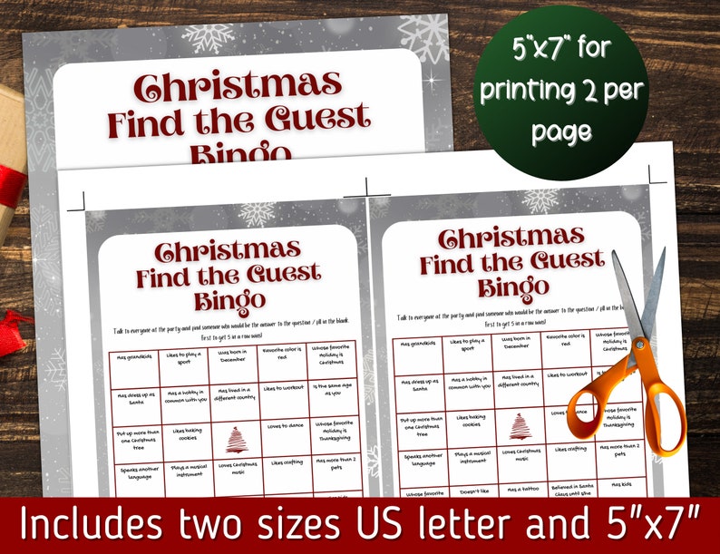 Christmas Find the Guest Bingo, Christmas Party Icebreakers, Holiday ...