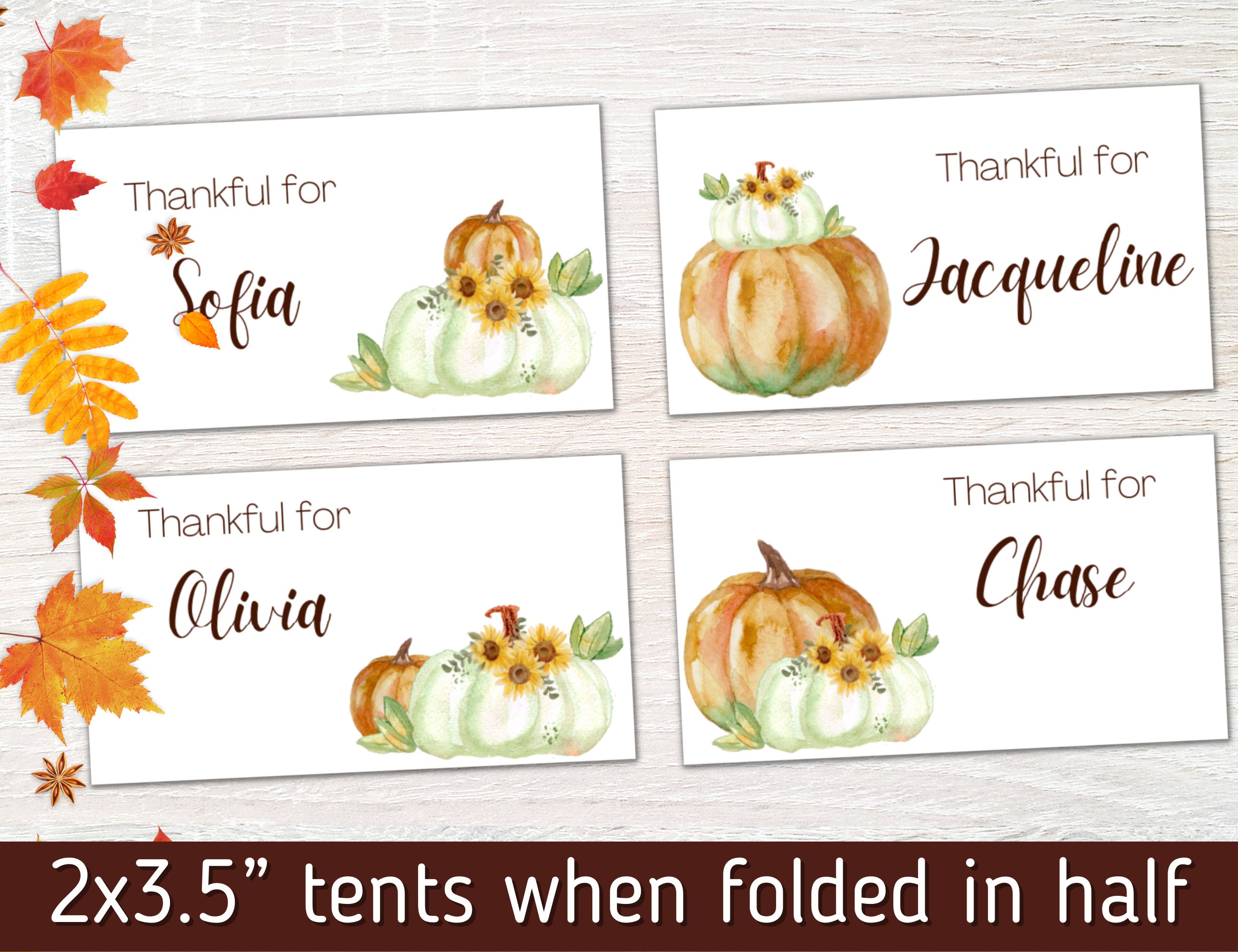 Thanksgiving Place Cards Printable, Thanksgiving Editable Place Cards ...