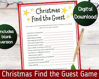 Christmas Find the Guest Bingo, Christmas Party Icebreakers, Holiday ...