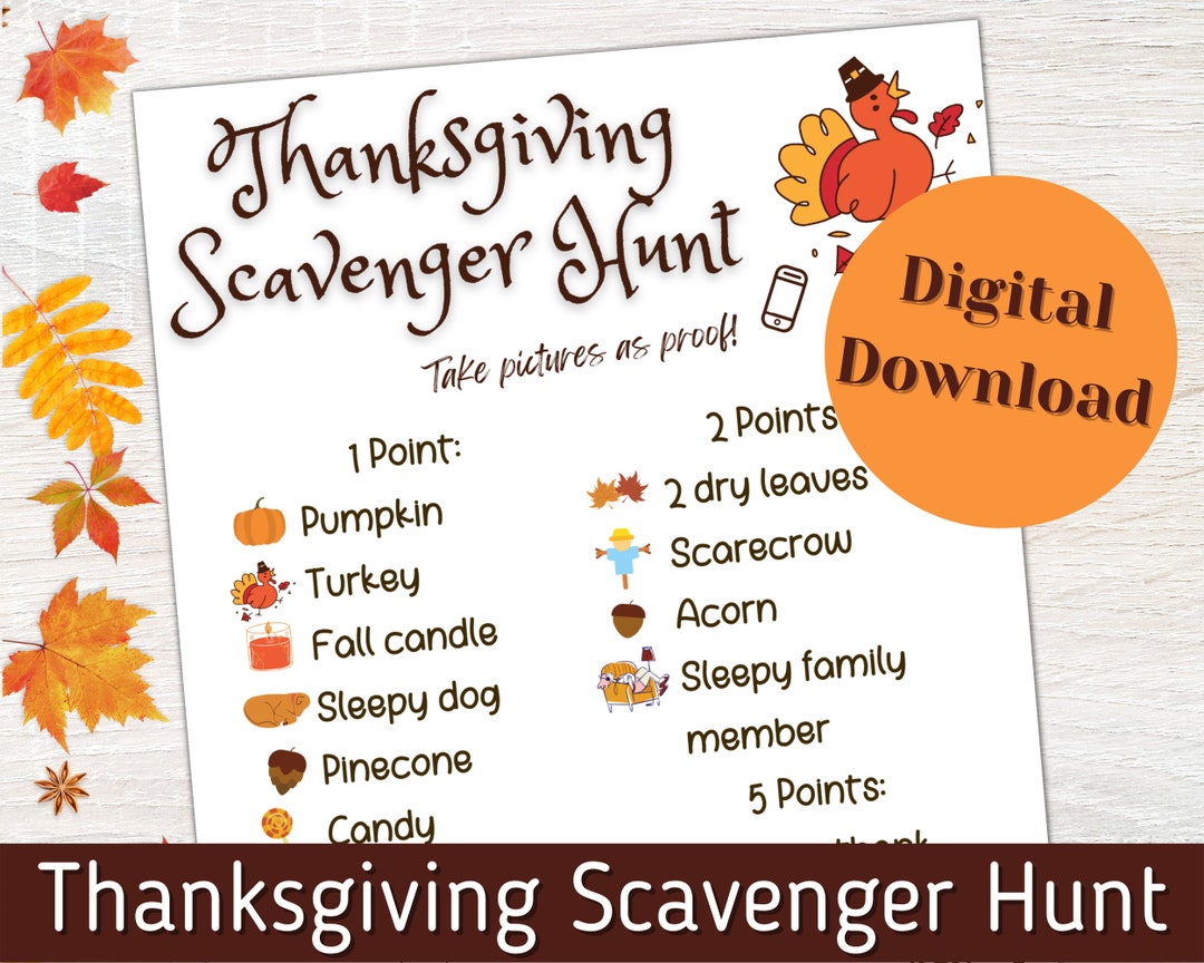 Thanksgiving Scavenger Hunt | Thanksgiving Kids Activity | Thanksgiving ...