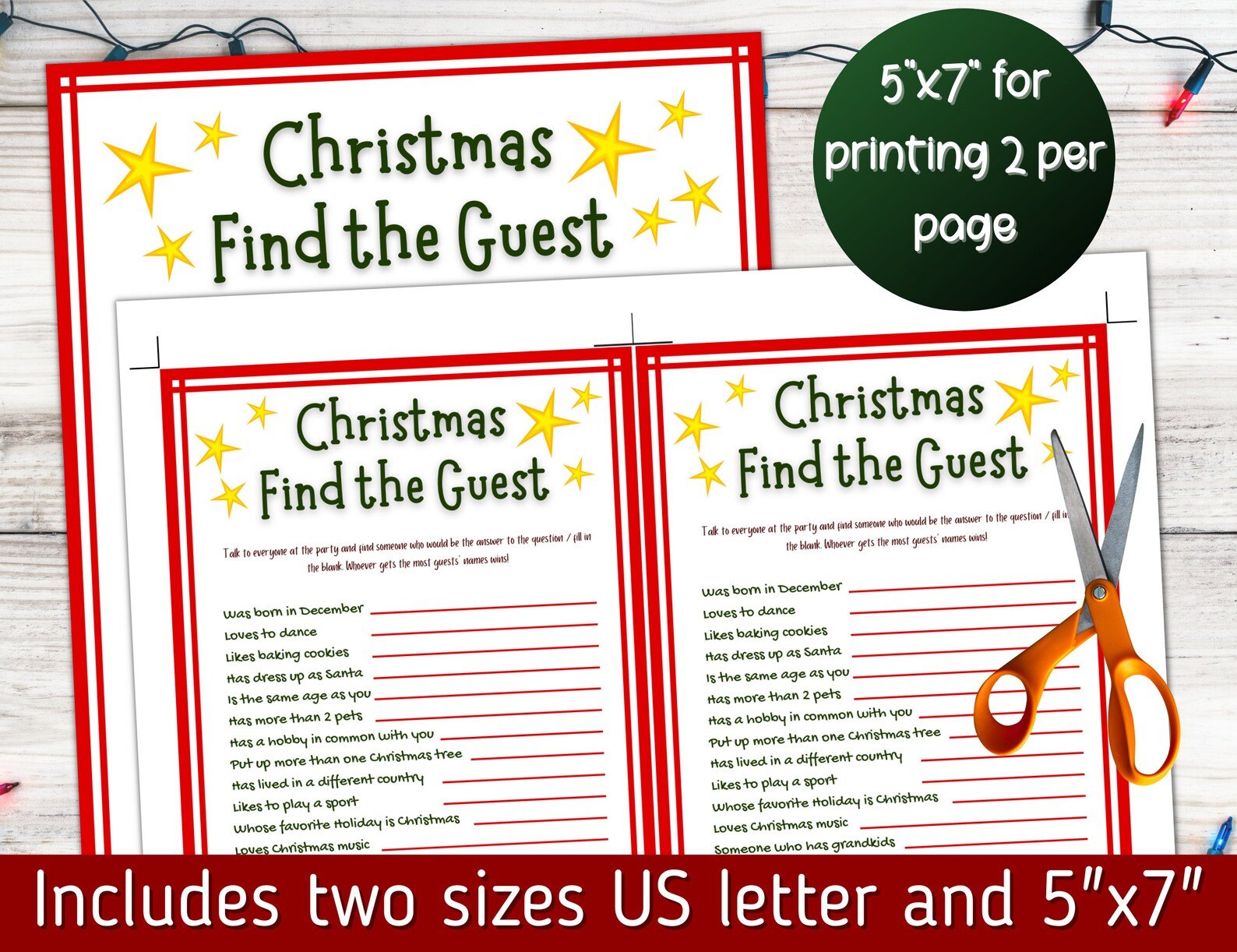 Christmas Find the Guest Game, Christmas Party Icebreakers, Holiday ...