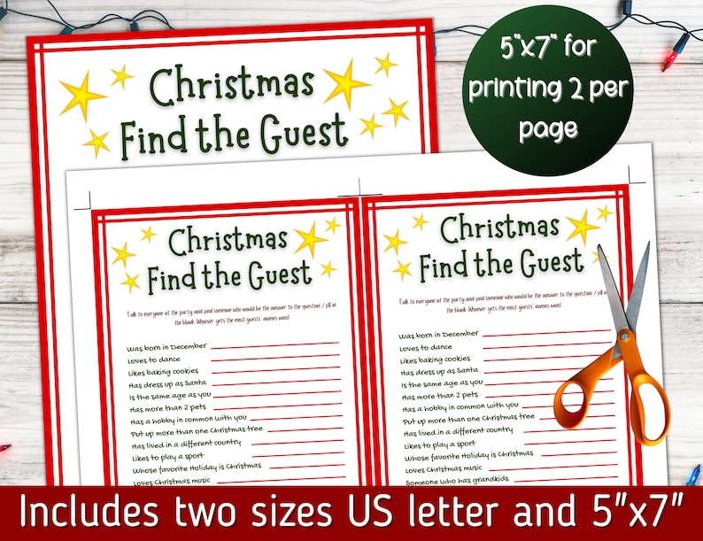 Christmas Find the Guest Game, Christmas Party Icebreakers, Holiday ...