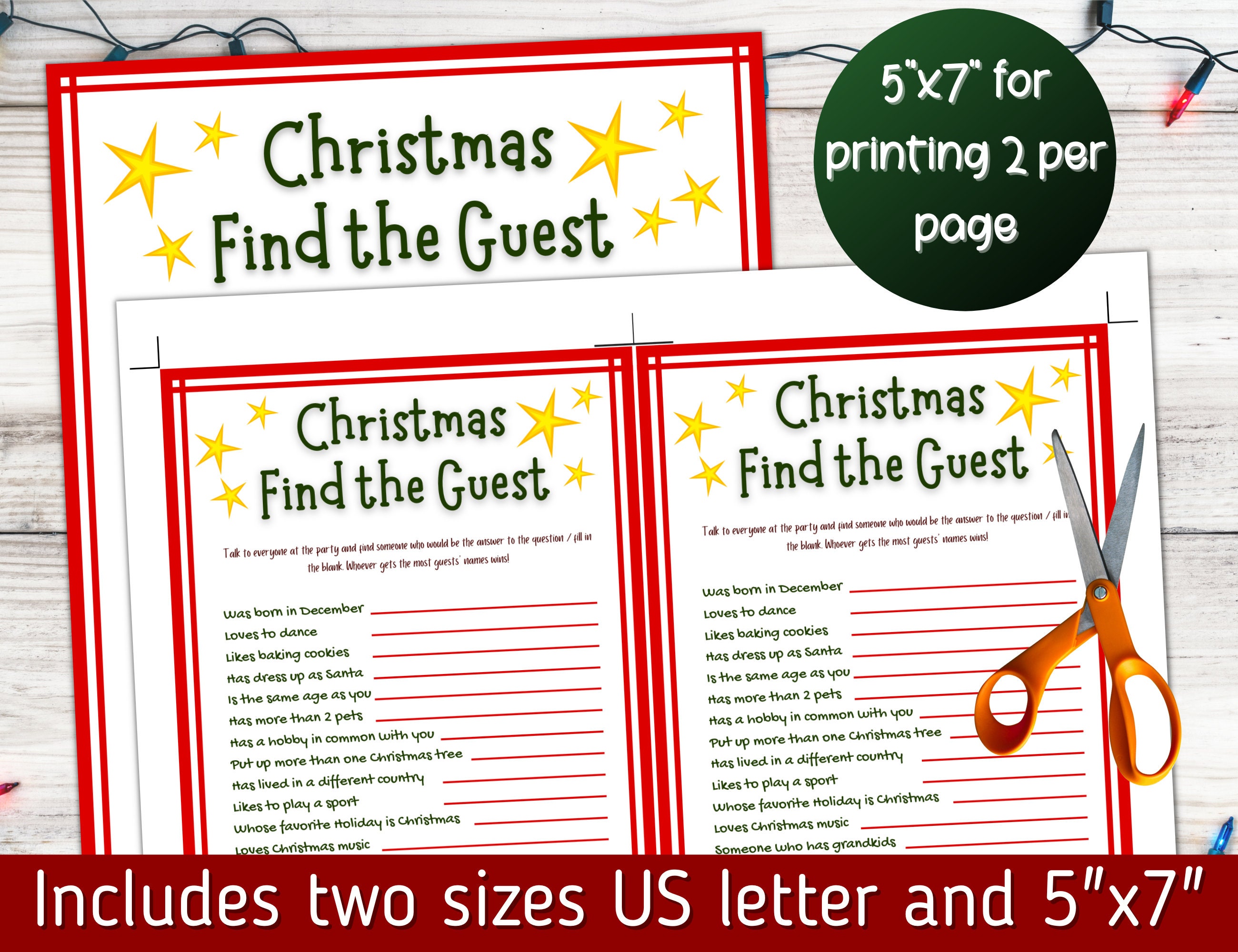 Christmas Find the Guest Game, Christmas Party Icebreakers, Holiday ...