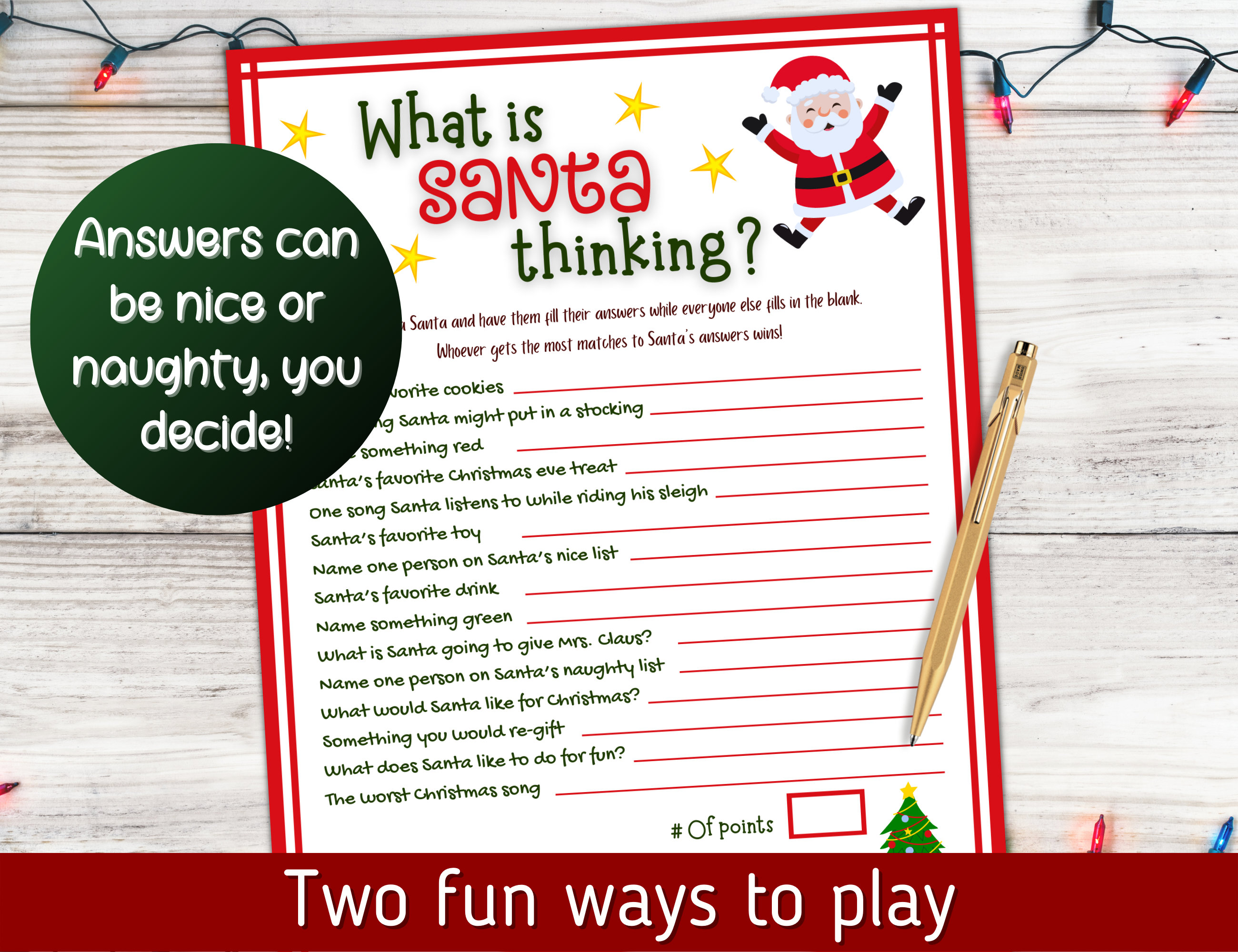 What is Santa Thinking Game, Christmas Game for Adults, Holiday Party ...