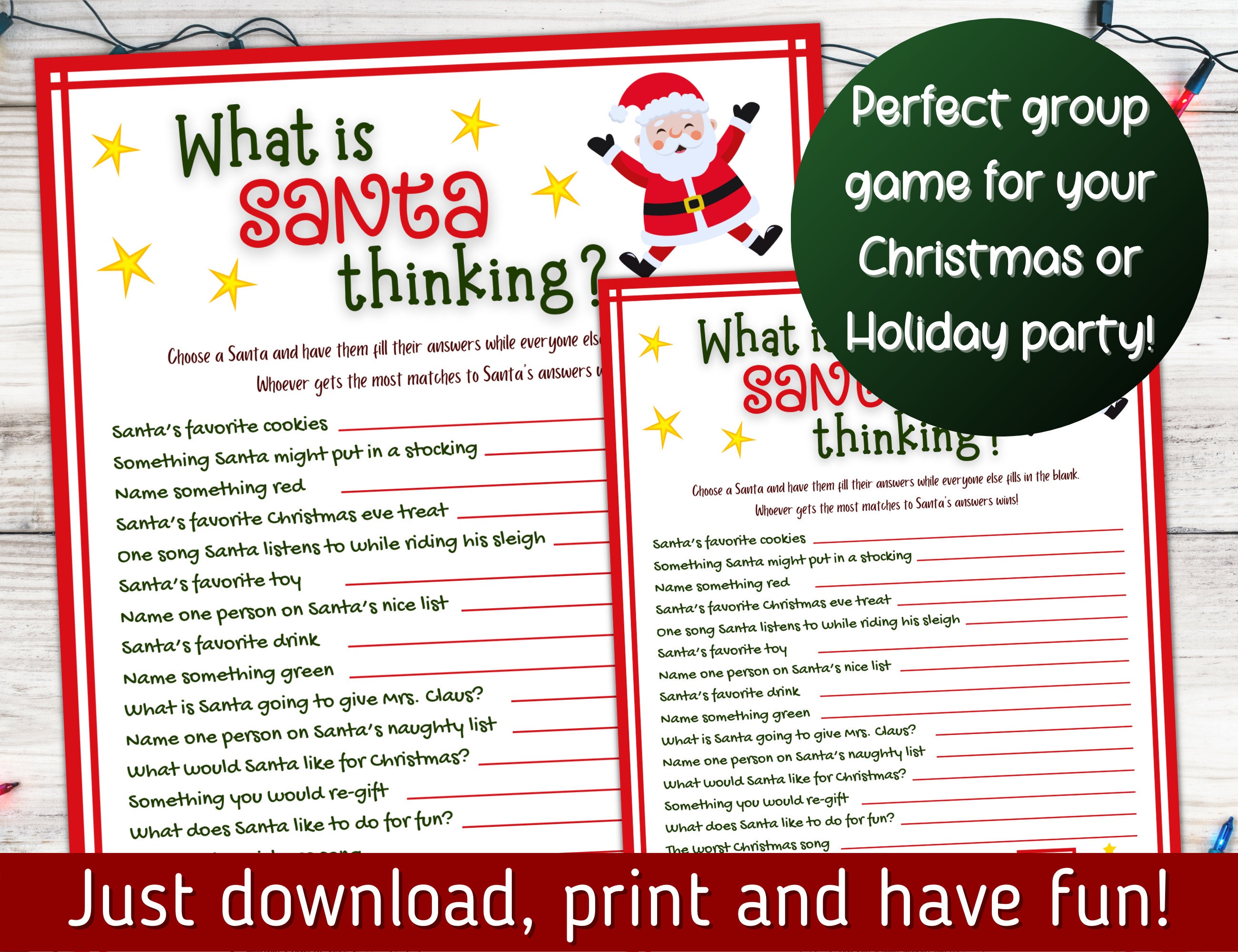 What is Santa Thinking Game, Christmas Game for Adults, Holiday Party ...
