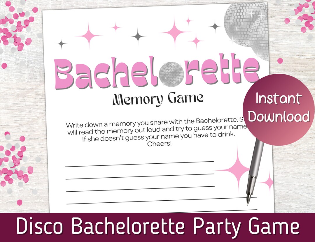 Bachelorette Memory Game, Hen Party Game, Last Disco Bachelorette Theme ...