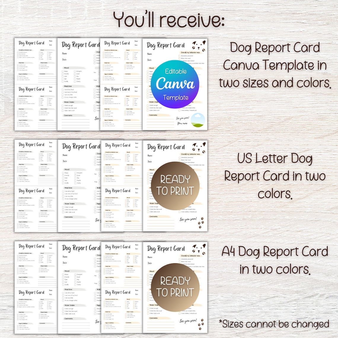 Editable Dog Report Card, Dog Report Card, Pet Report Card, Pet Sitting ...