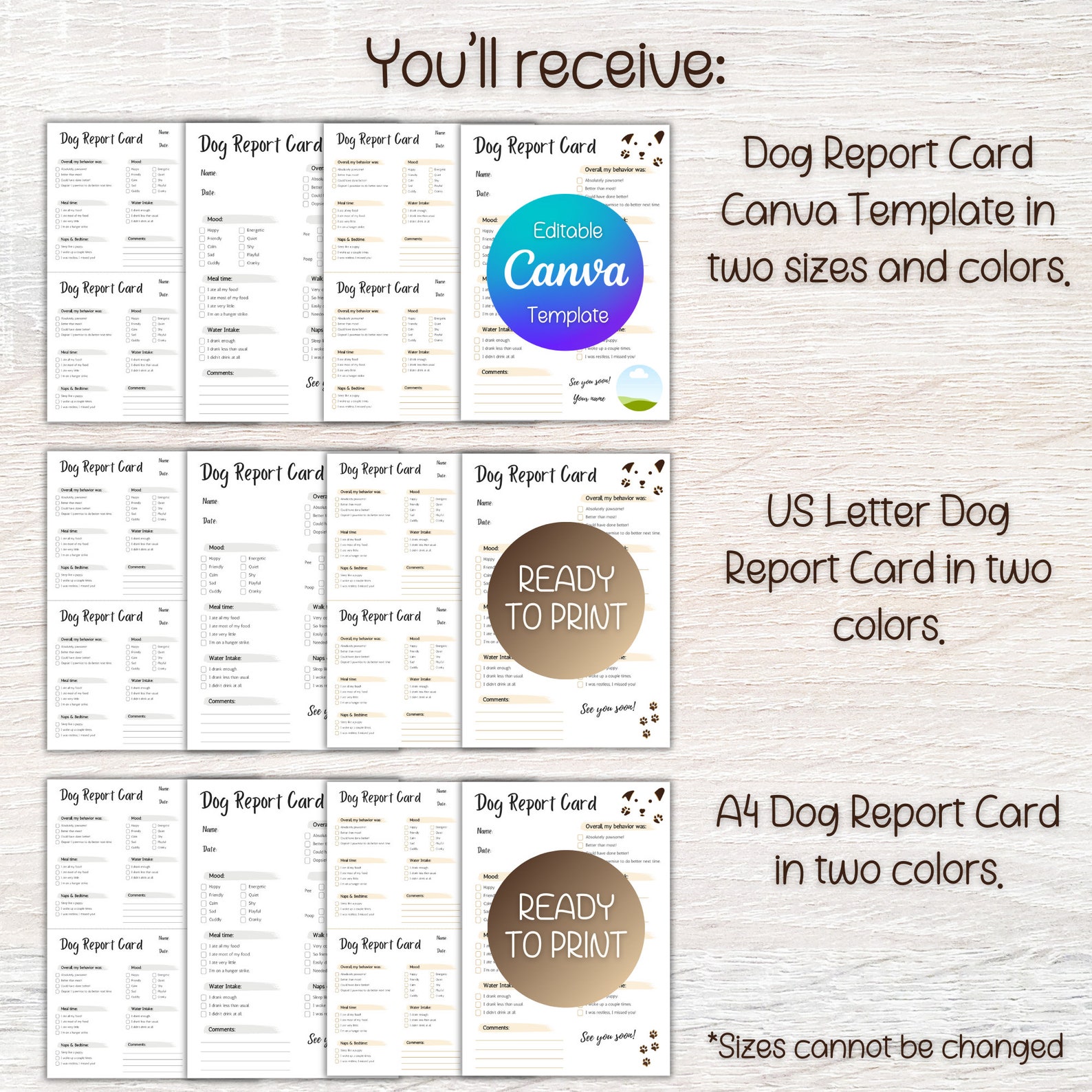 Editable Dog Report Card, Dog Report Card, Pet Report Card, Pet Sitting ...