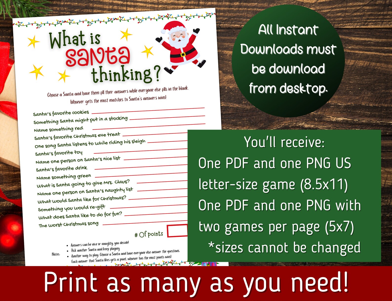 What is Santa Thinking Game, Christmas Game for Adults, Holiday Party ...
