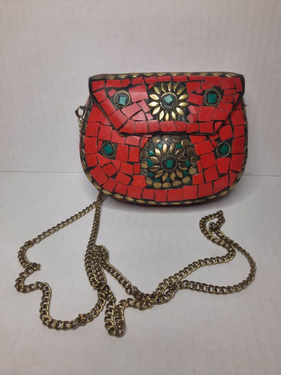 Vintage Hard Shell Bag, Indian Mosaic Tiled Hard Shell Handbag ...