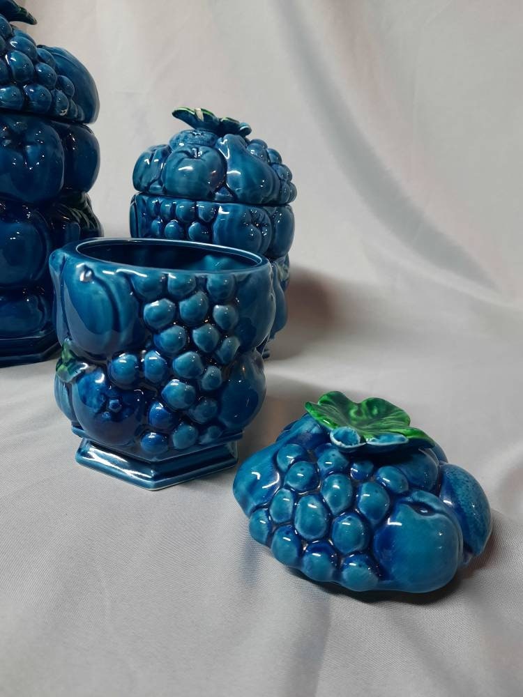 Inarco Mood Indigo Blue Canister Set, Retro Kitchen Decor, Midcentury ...