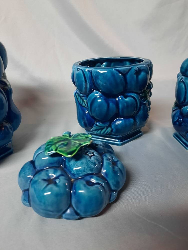 Inarco Mood Indigo Blue Canister Set, Retro Kitchen Decor, Midcentury ...