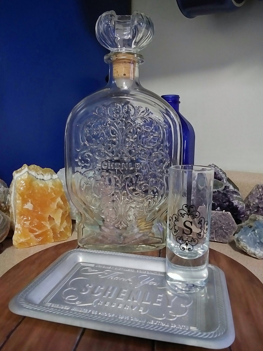 Schenley Whiskey Set | Vintage Schenley Embossed Whiskey Bottle | Tip ...