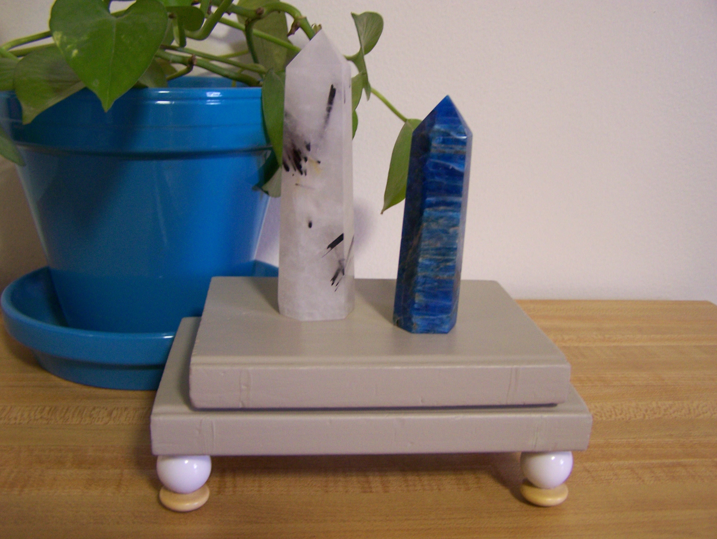 Wooden Riser Display Stand Stack of Books Gift for Book Lover Gray and ...