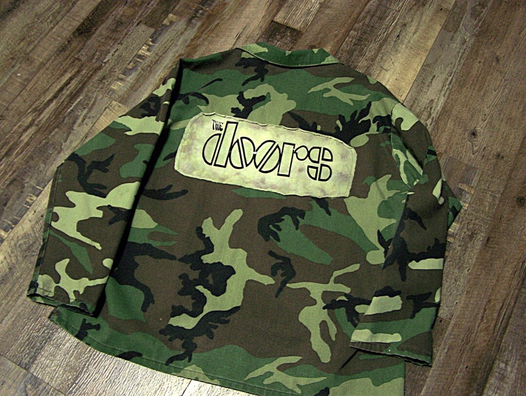 Upcycled Vintage Camo Jacket | the Doors Band | the Doors Shirt Jacket ...