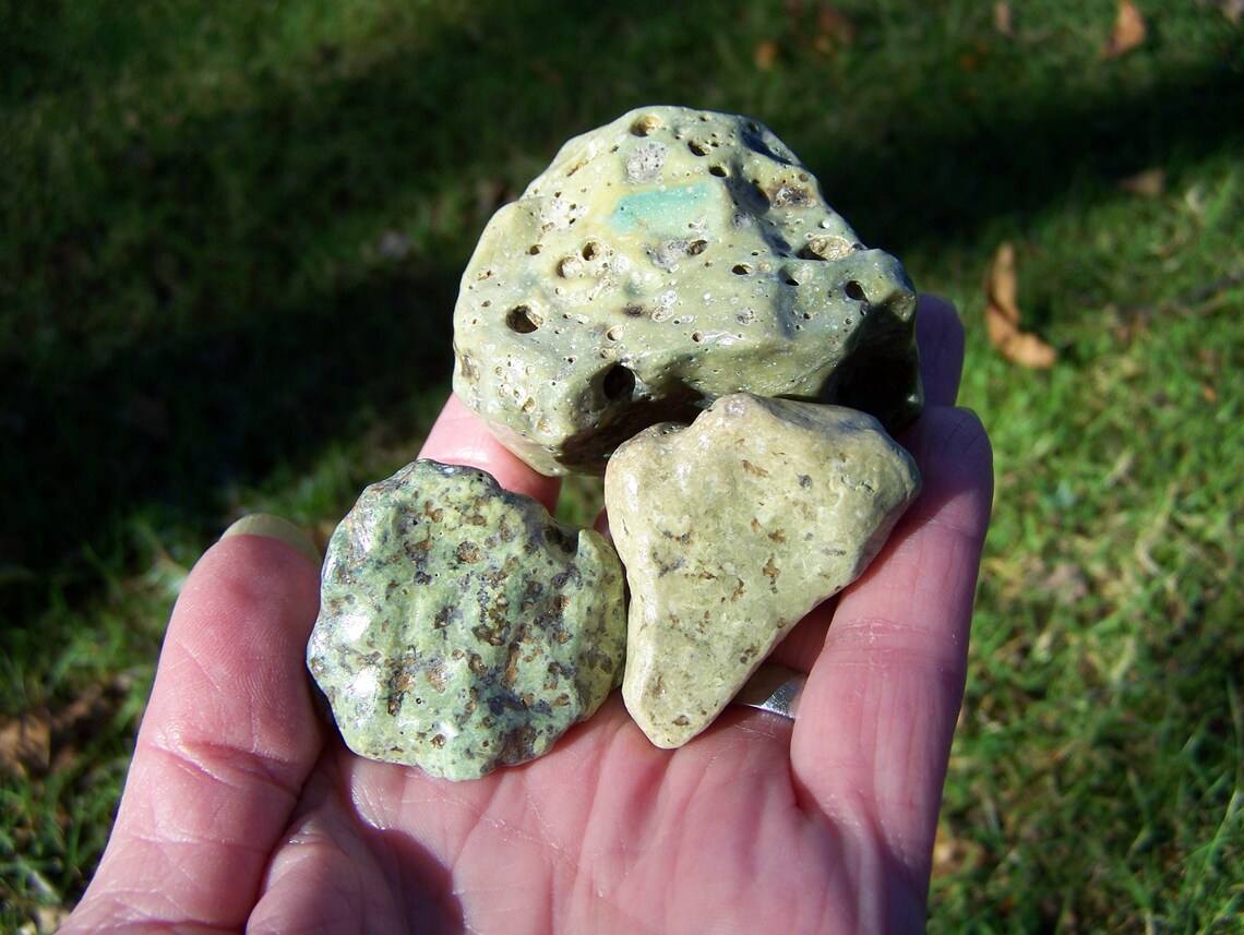 Set of Three Green Slag Stones Iron Slag Specimens | Etsy